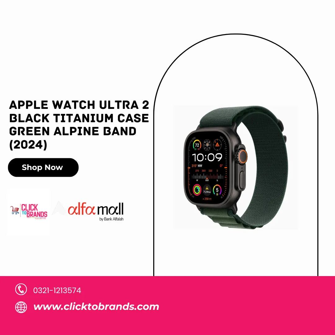 Apple Watch Ultra 2 Black Titanium Case Green Alpine Band (2024)