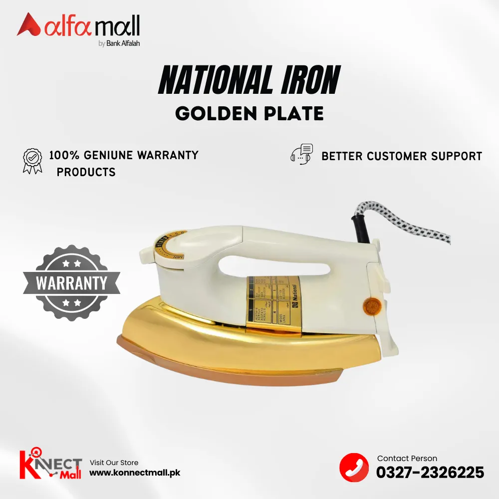 National Gold Dry Iron 5 years warranty Golden plate Installment By ...