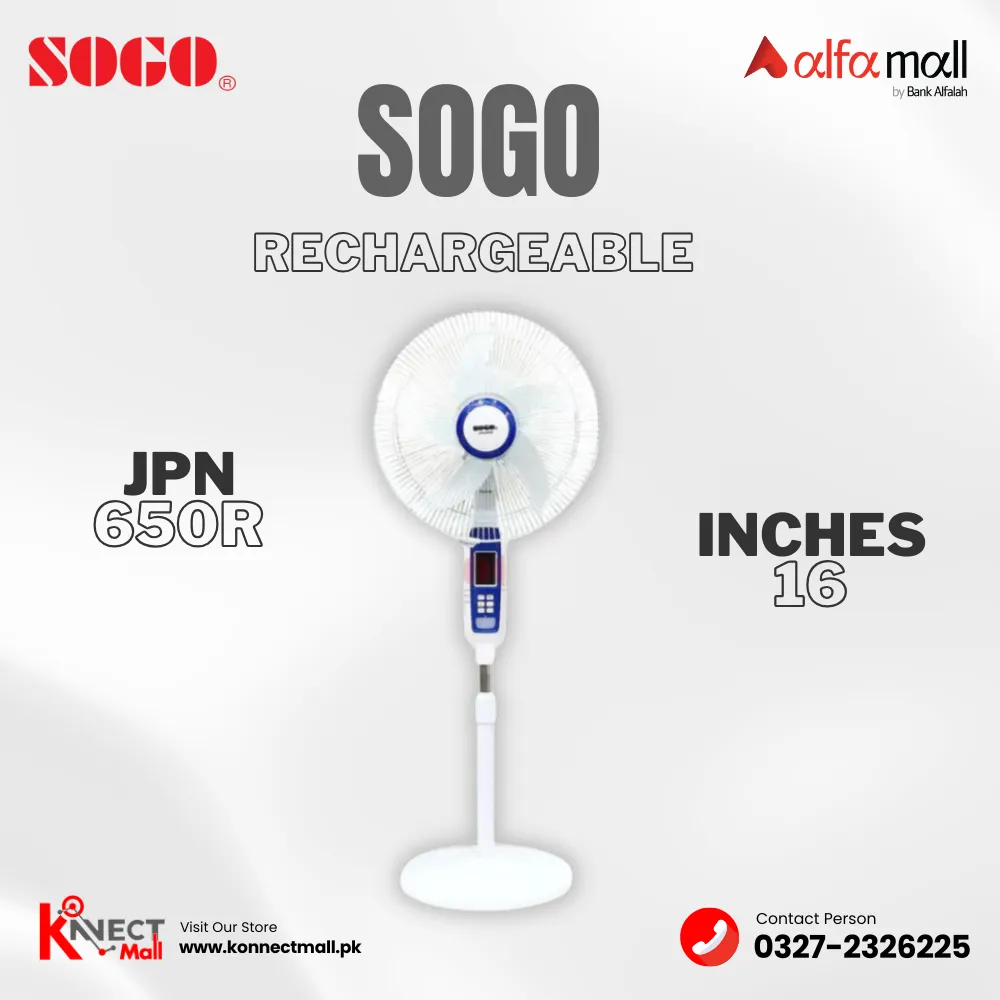 Sogo Rechargeable Floor Fan (JPN-650R) Installment by Konnect Mall