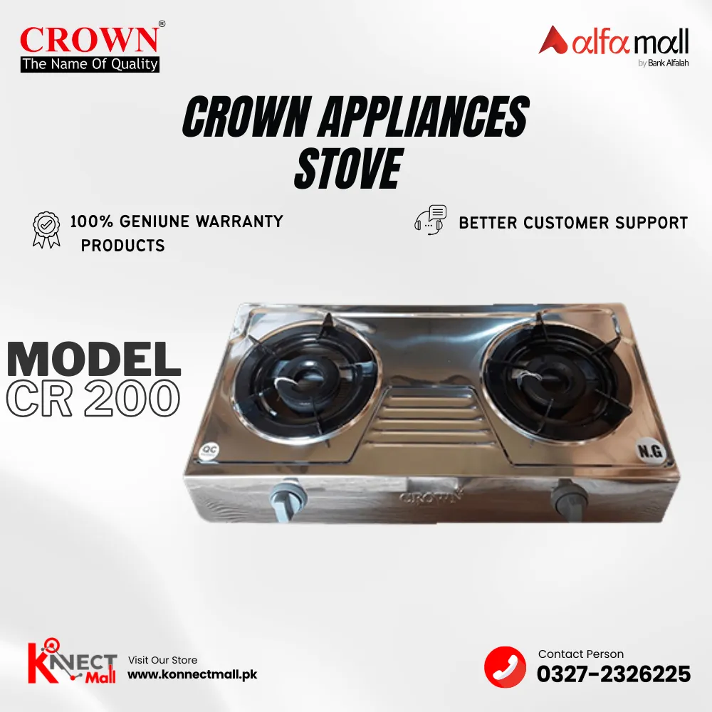 Crown CR-200 Stainless Steel Table Top Gas Stove Installment By Konnectmall