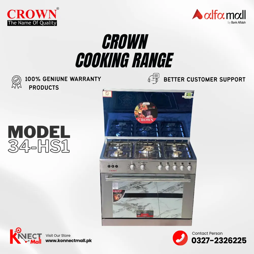 Crown 34-HS1 Cooking Range – 4 Burner Gas Stove with Built-In Oven ...
