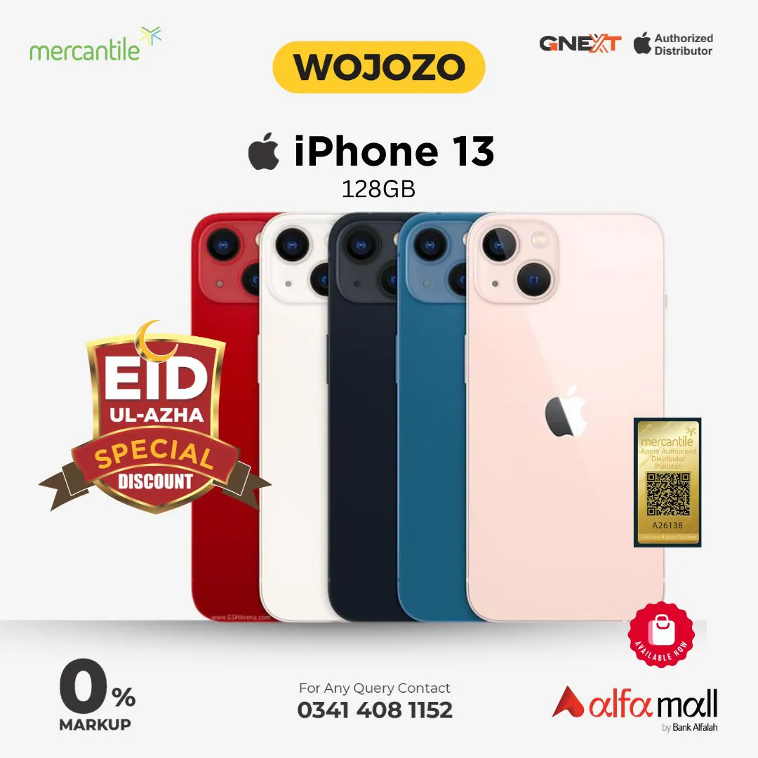 Apple iPhone 13 128GB PTA Approved with One Year Official Warranty on Installments at 0% Markup ...