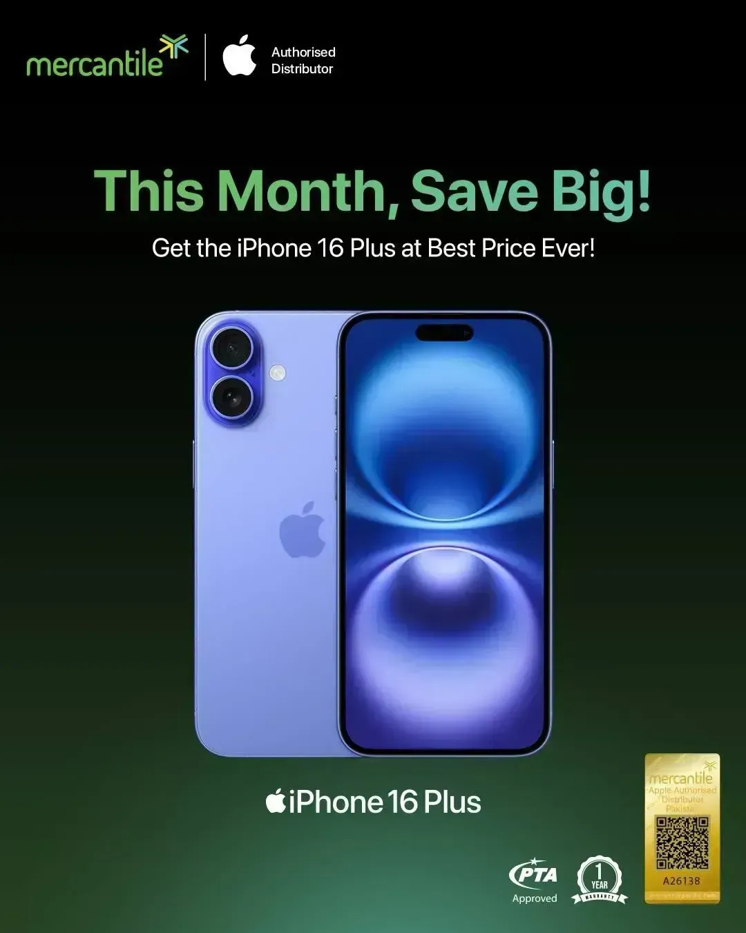 IPhone 16 Plus 128Gb Official Pta Approved With 2Years Official Warranty And Care +-By Official ...