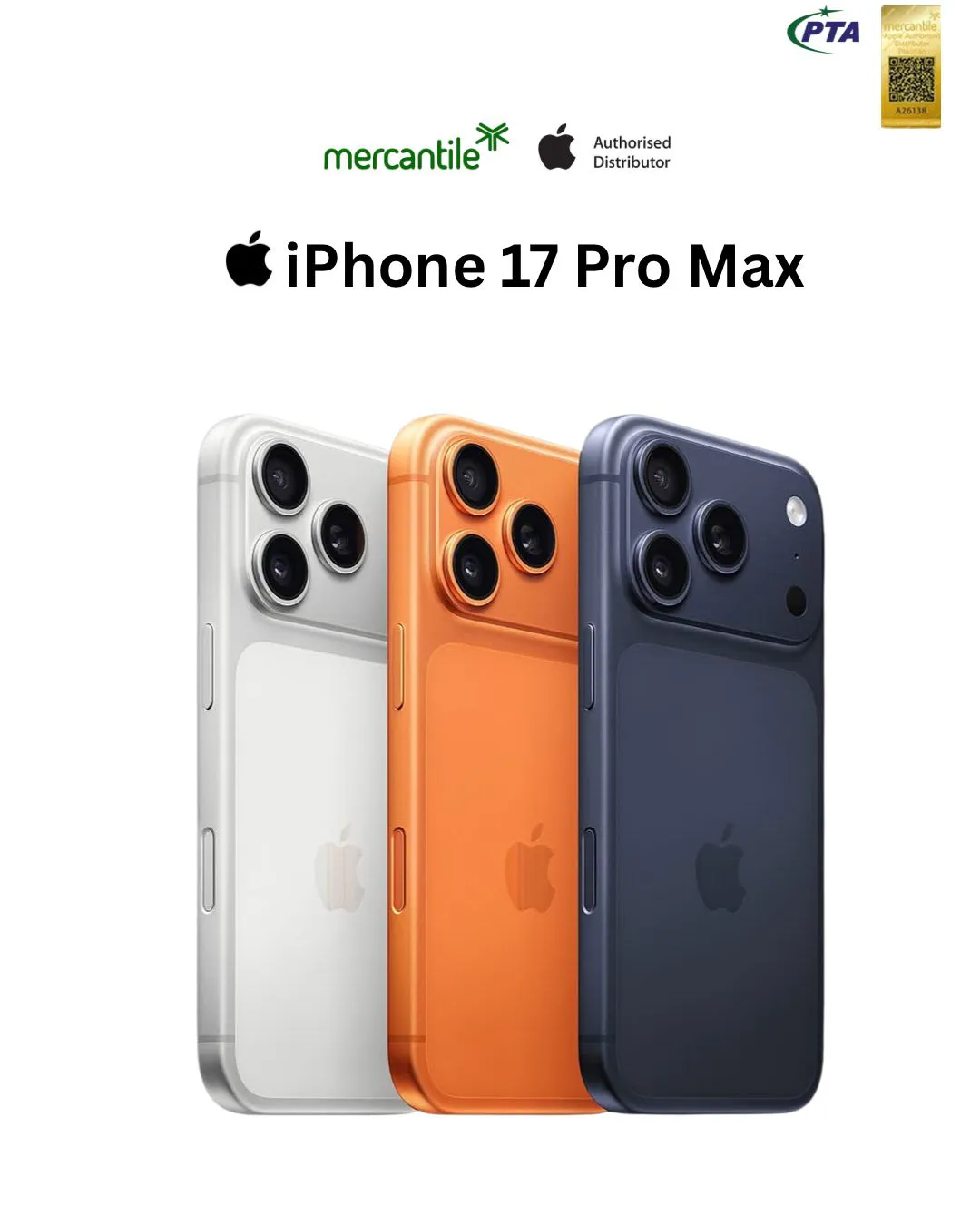 Apple iPhone 17 Pro Max 256 , 512Gb & 1TbOfficial Pta Approved 2Years Official Warranty-By ...