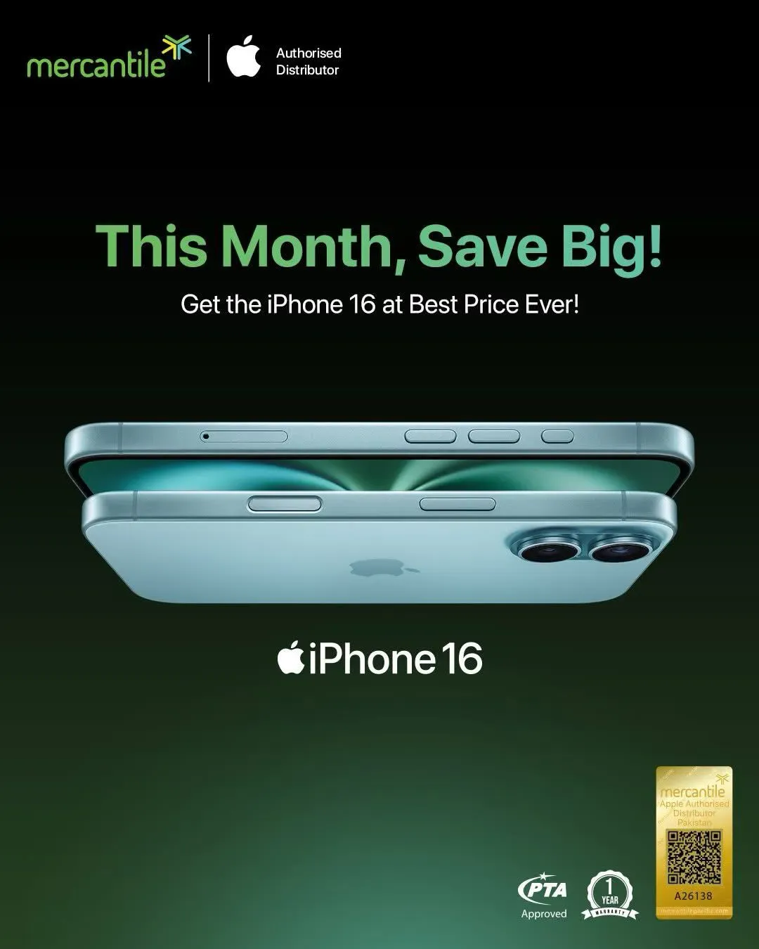 IPhone 16 Official Pta Approved With Official Warranty-By Official Apple Store1 | AlfaMall