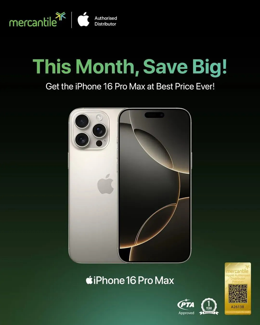 iPhone 16 Pro Max Official Pta Approved 1Year Official Warranty-By Official Apple Store1 | AlfaMall