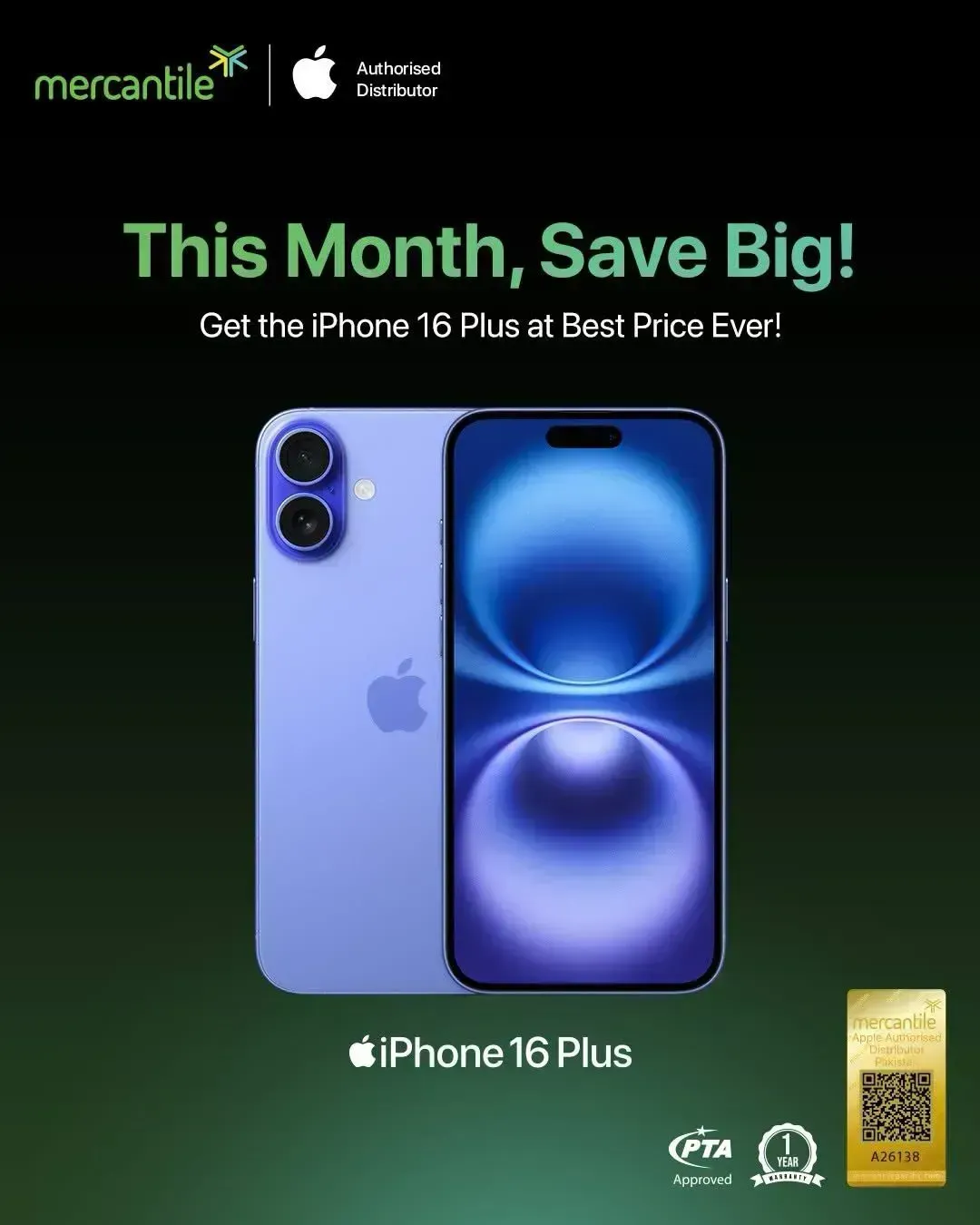 IPhone 16 Plus Official Pta Approved With Official Warranty-By Official Apple Store15 | AlfaMall