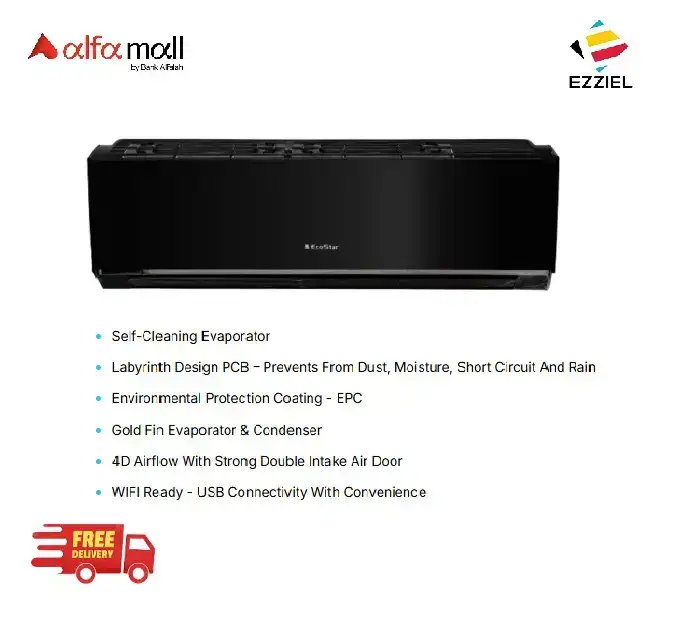 Ecostar ac 18Du 1.5 ton inverter Black