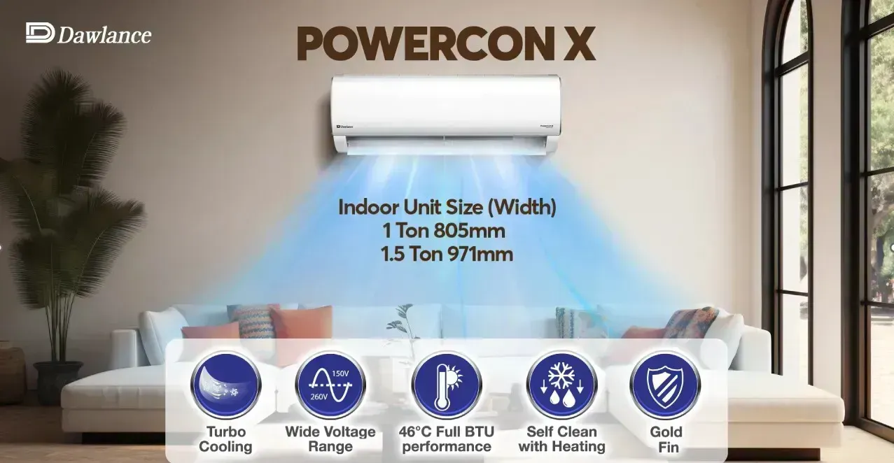 Dawlance Split AC 1 Ton Inverter Powercon X 15 Heat and Cool, Self ...