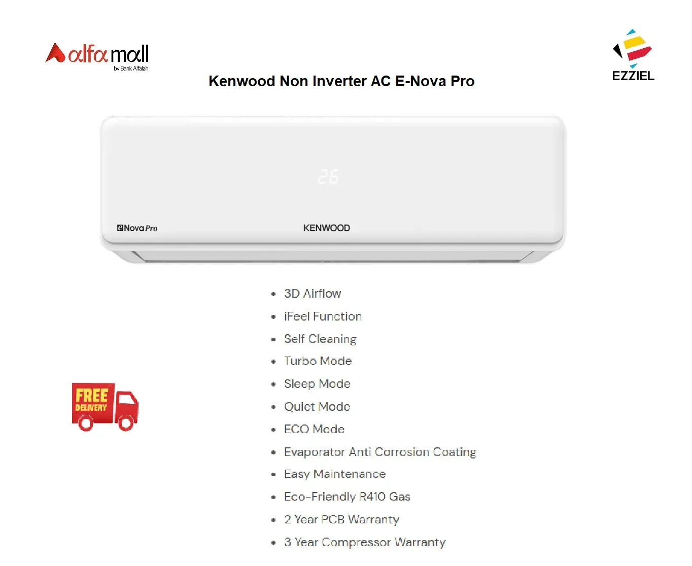 kenwood ac 1 ton non inverter 1276