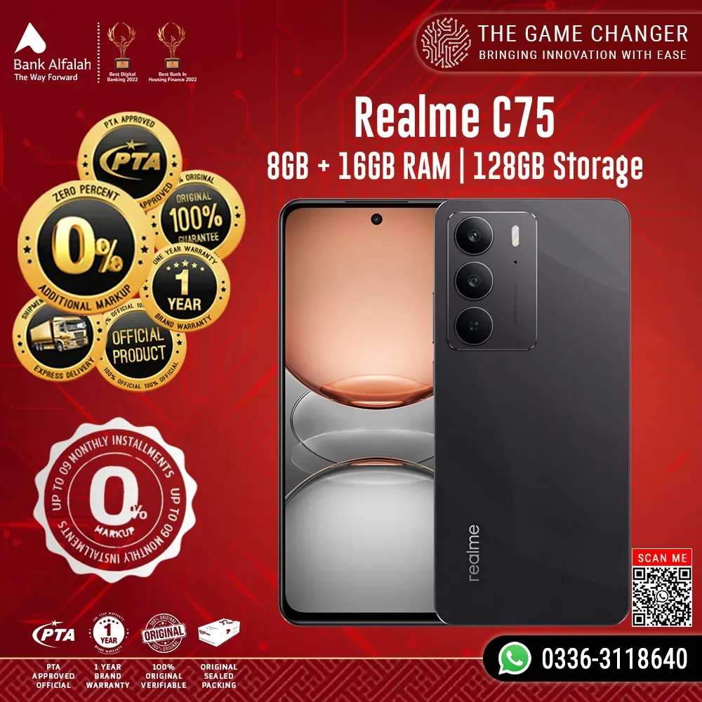 Realme C75 - 8GB RAM - 128GB Storage - 0% Markup Installments - PTA Approved - 1 Year Official ...
