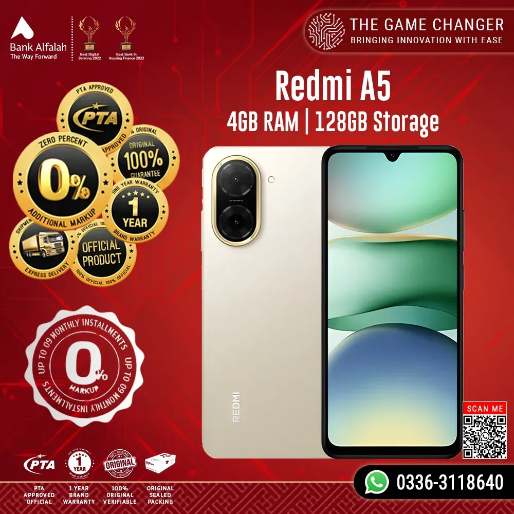 Redmi A5 - 4GB RAM - 128GB Storage - 0% Markup Installments - PTA Approved - 1 Year Official ...
