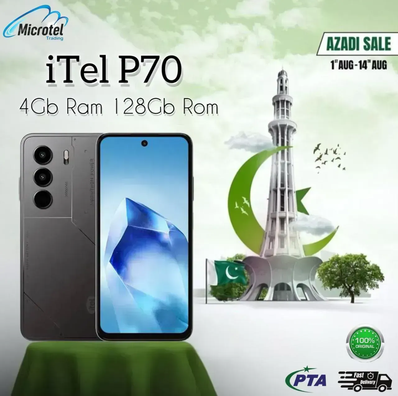 iTel P70 4GB 128GB Official Pta Aproved 1Year Official Warranty_On Instalment By Microtel ...