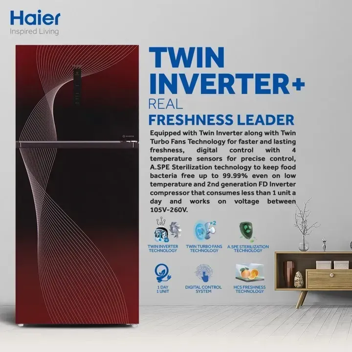 Haier Refrigerator 538IFR Full size Inverter Digital screen Twin Turbo ...