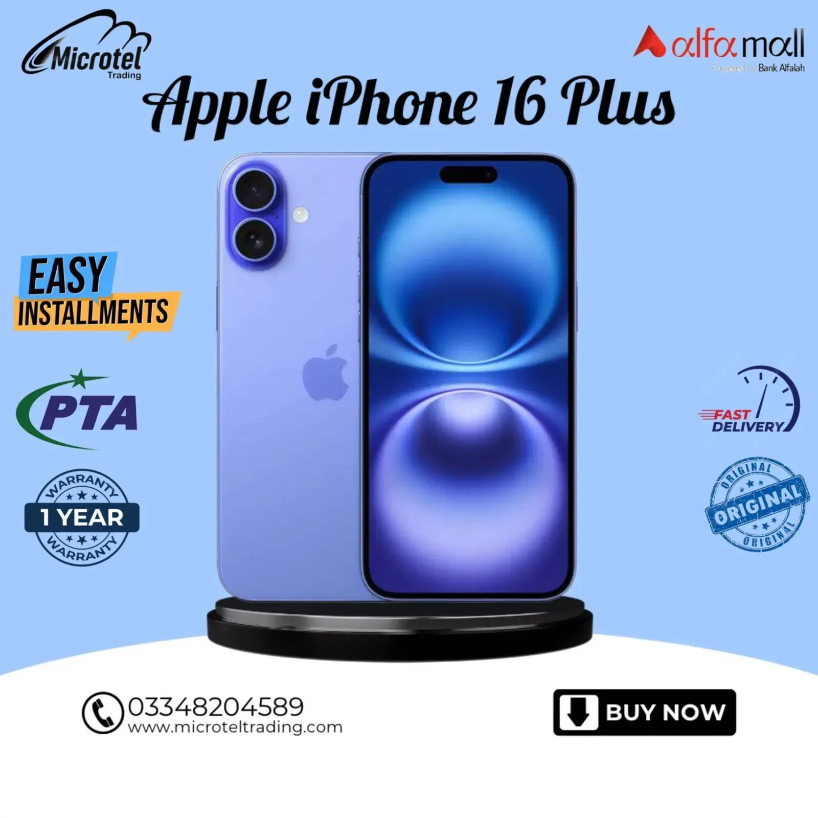 Apple iPhone 16 Plus 128, 256 & 512Gb Official Pta Approved With 2Years ...
