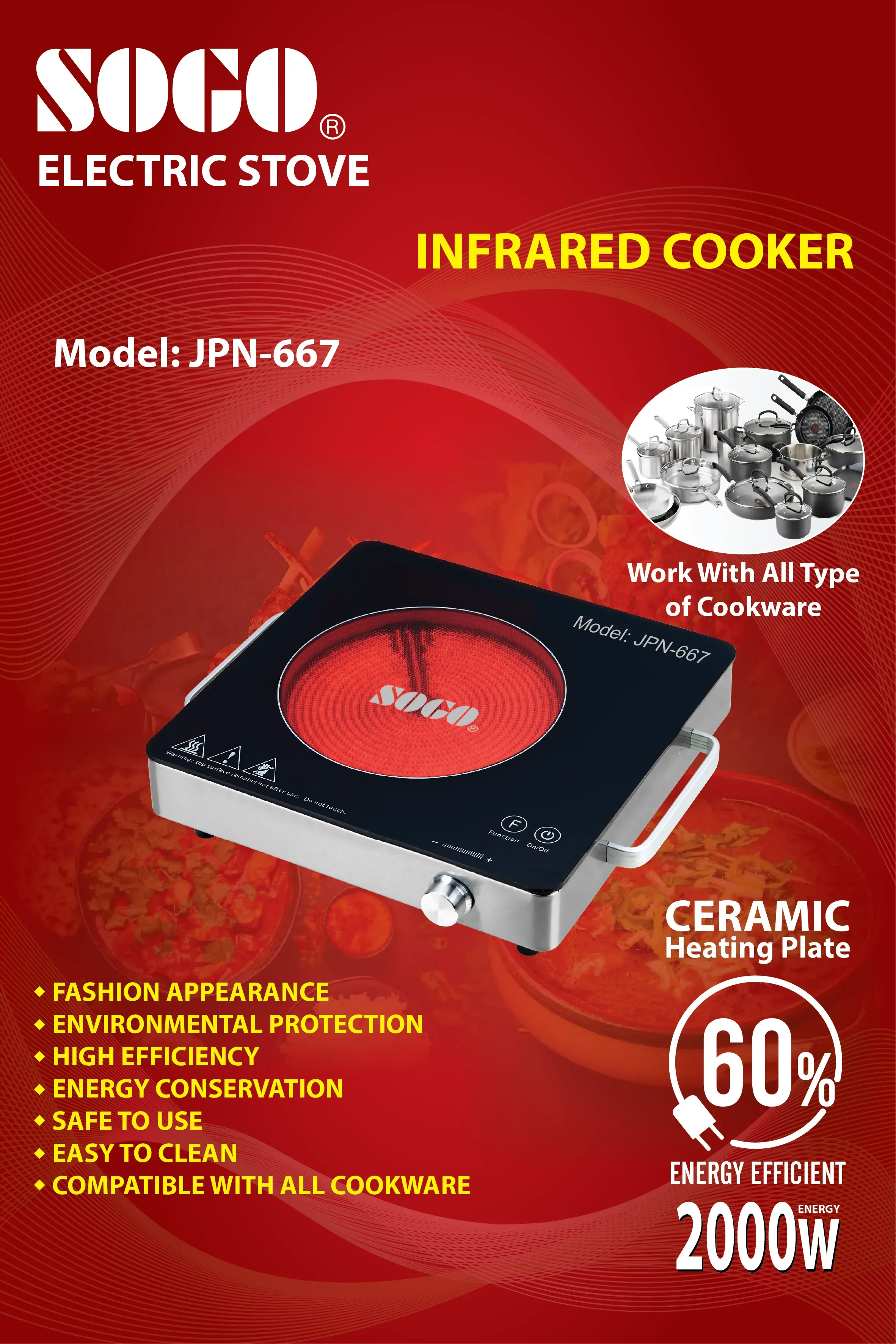 Sogo Electric Stove/Infrared Cooker Hot Plate Single JPN-667 - ET