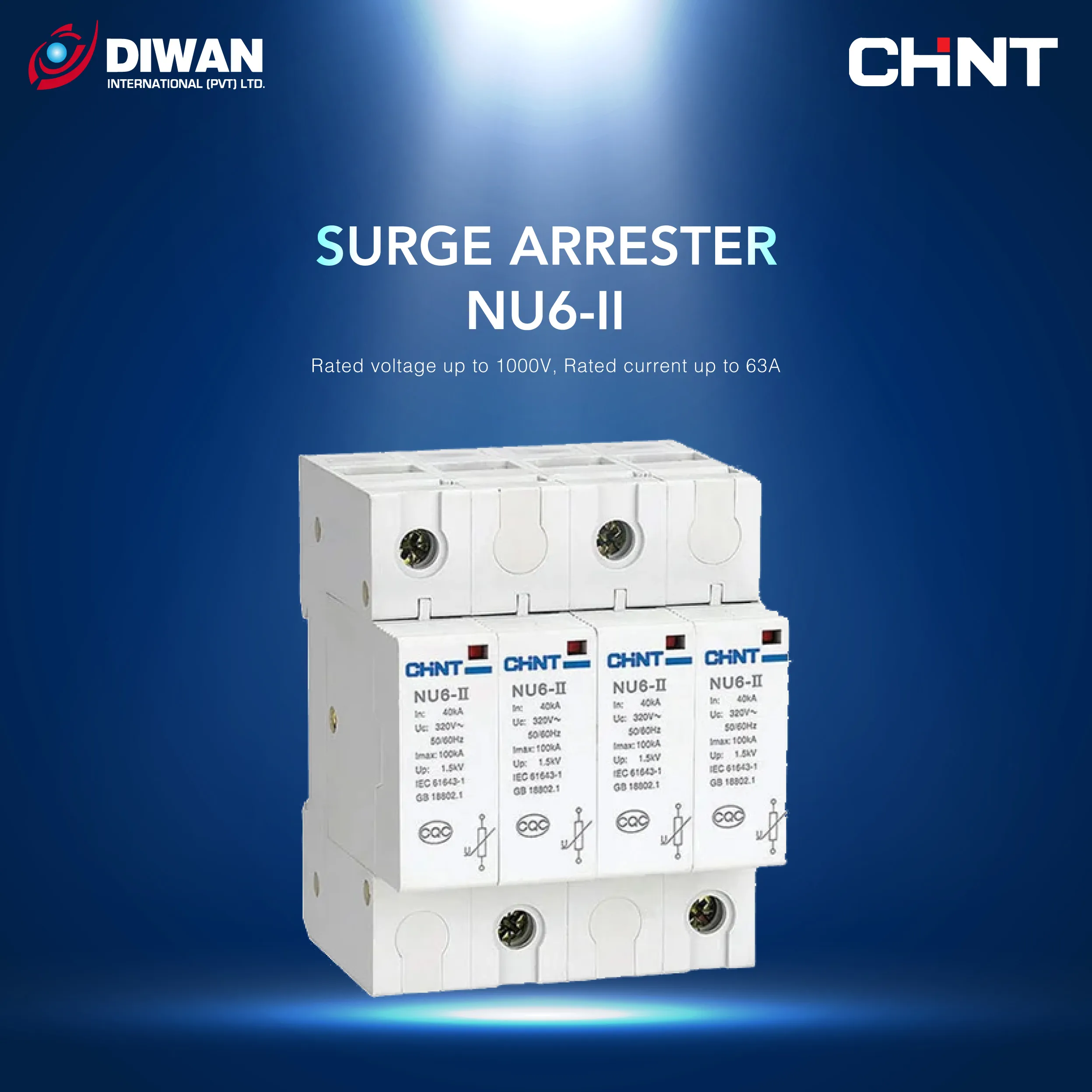 CHINT AC SPD NU6II 4pole 60KA Solar Panel Inverter Surge Protecti ...
