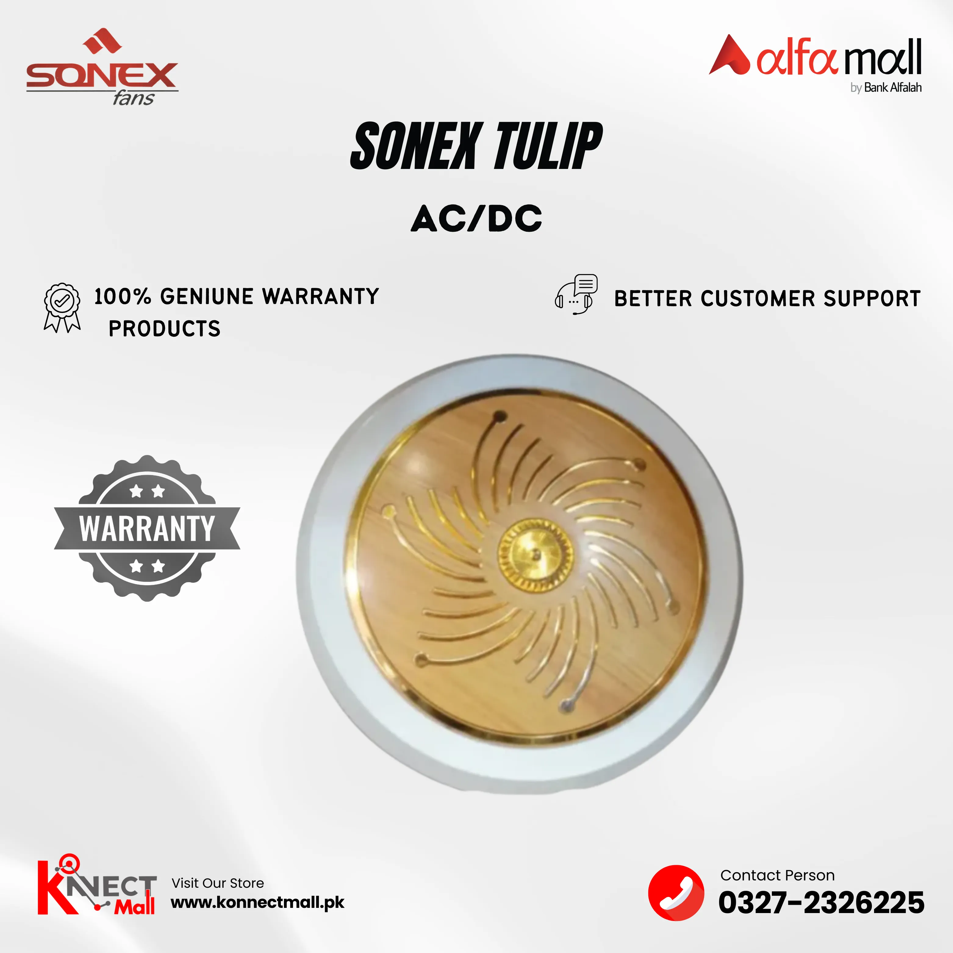 Sonex Ceiling Fan AC/DC Tulip Model With Remote Control Copper Winding ...
