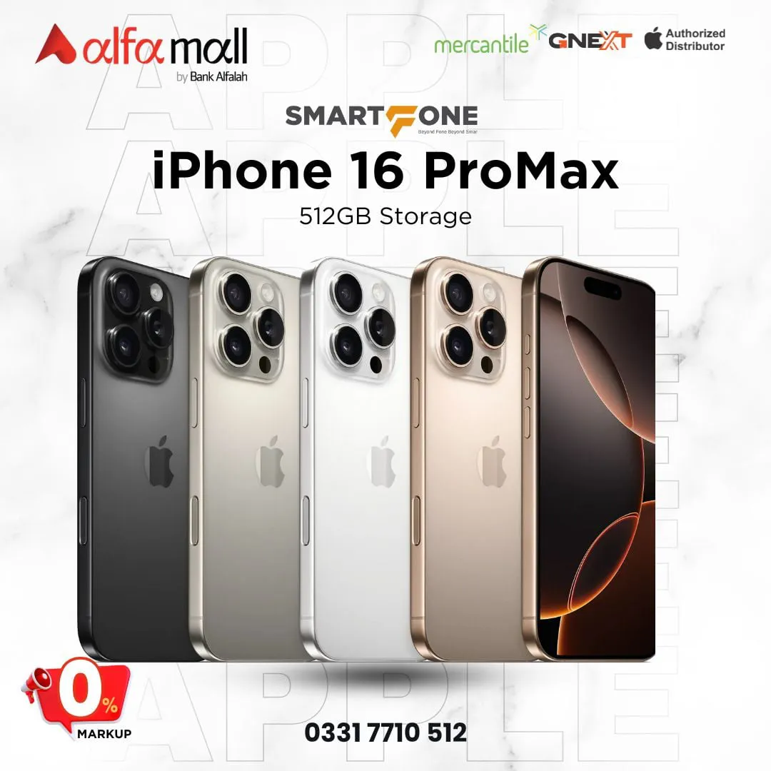 Apple iPhone 16ProMax (512GB) Physical+ESim Official Phone with Warranty and PTA Approved on ...
