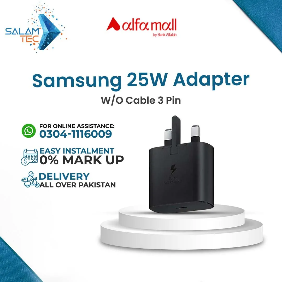 Samsung 25W 3 Pin Adapter (Original Product) | Adapter on Installment ...