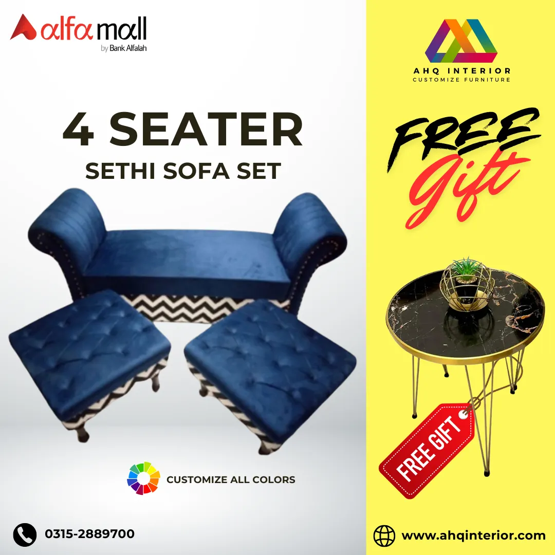 4 Seater Sethi Sofa Set furniture 7 Years Warranty Customize in All Colour