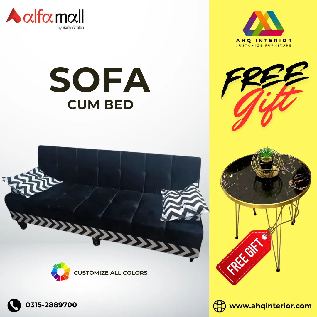 Sofa Cum Bed unique style with Arms pure Imported Fabric Available in All Colors Installment by ...