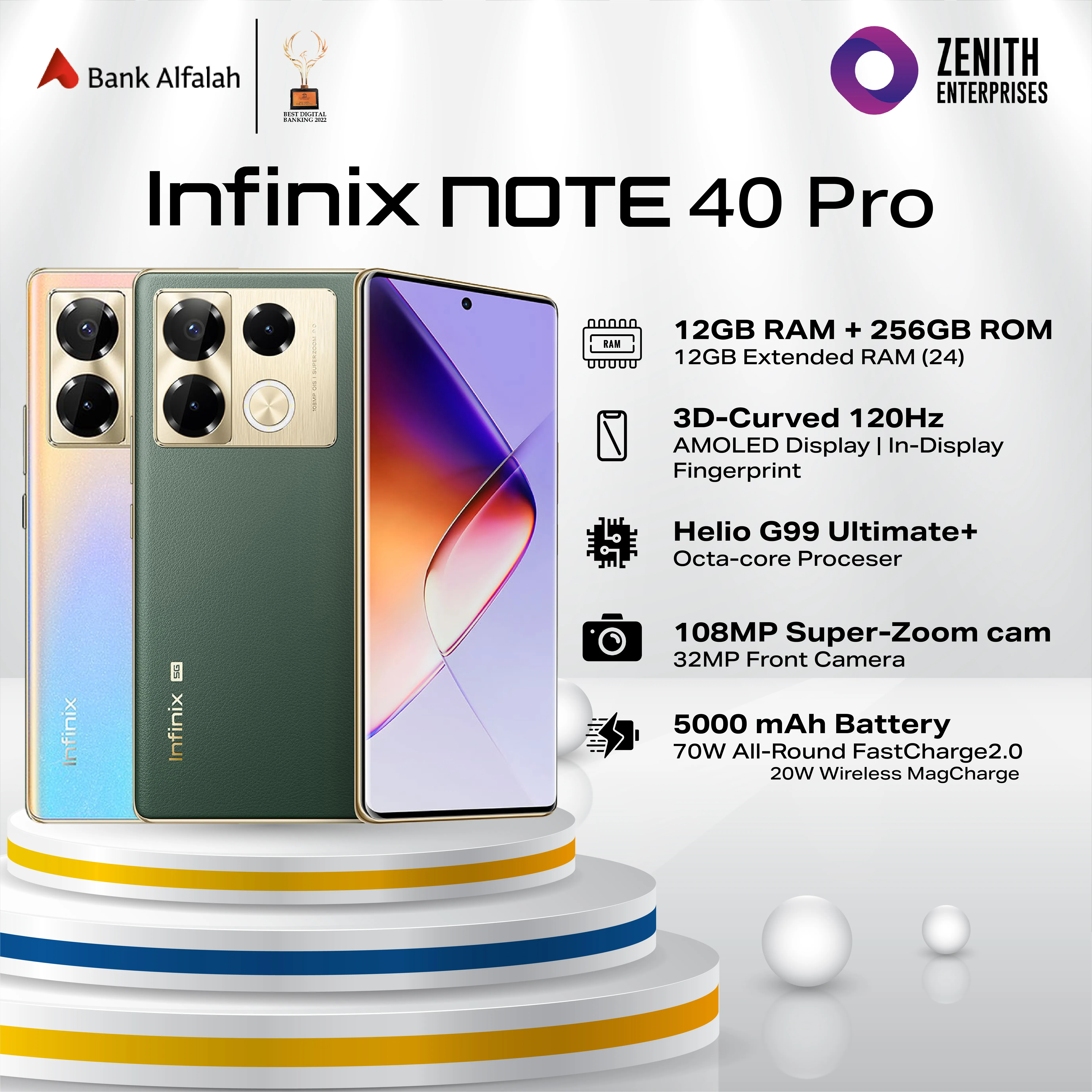 Infinix Note 40 Pro 12GB+256GB Pta Official Approved With 1 Year ...