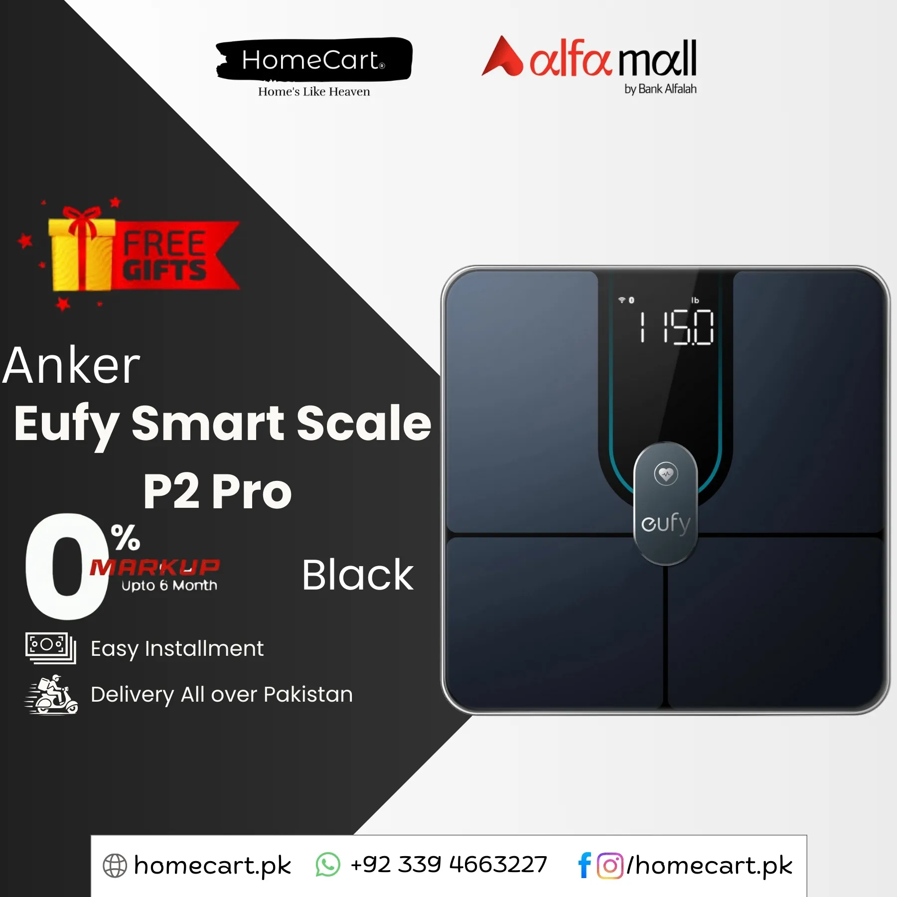 Anker Eufy Smart Scale P2 Pro Black Price in Pakistan