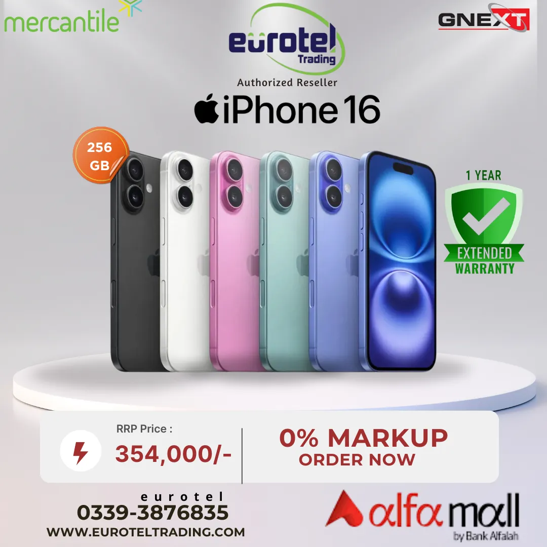 Apple Iphone 16 256GB PTA Approved Price in Pakistan | Eurotel Trading
