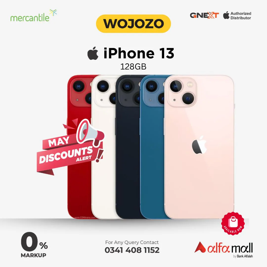 Apple iPhone 13 128GB PTA Approved with One Year Official Warranty On Installments | AlfaMall