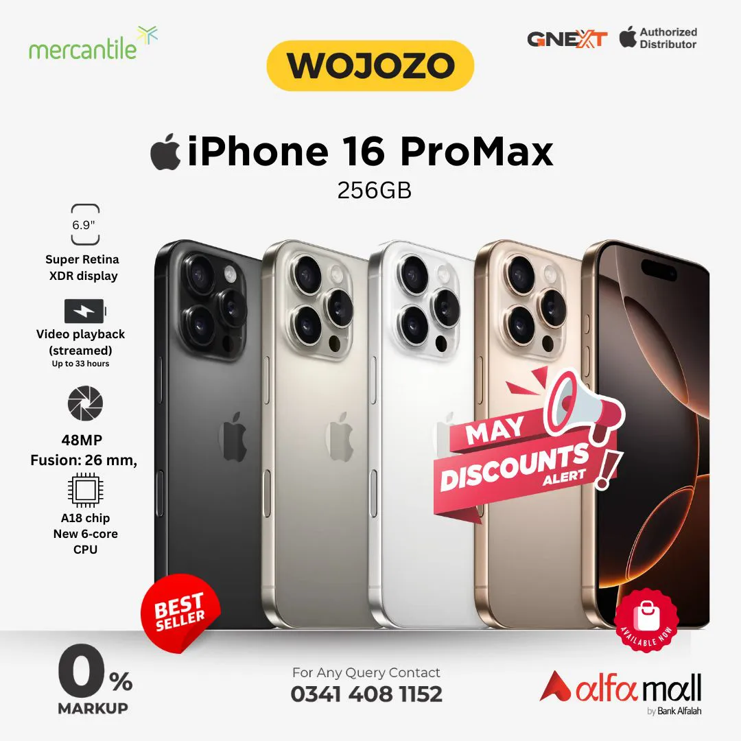 Apple iPhone 16 Pro Max 256GB Official PTA Approved with Official Warranty by Apple Authorised ...