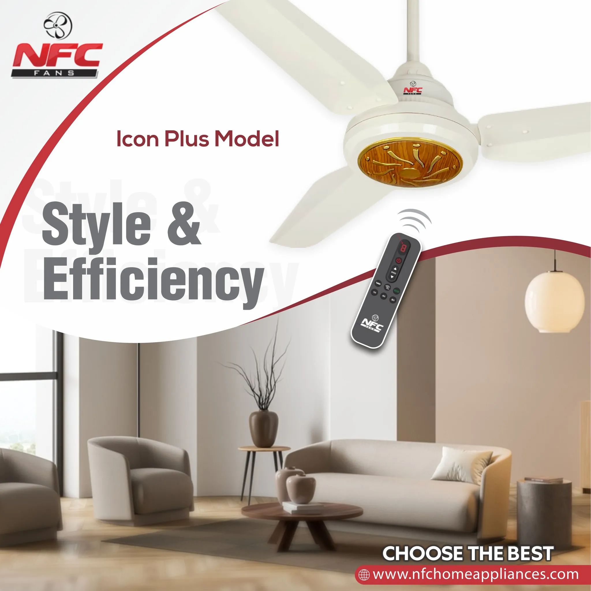 NFC Icon Plus Model AC/DC Inverter Celling Fan 56 Inch Energy Efficient ...