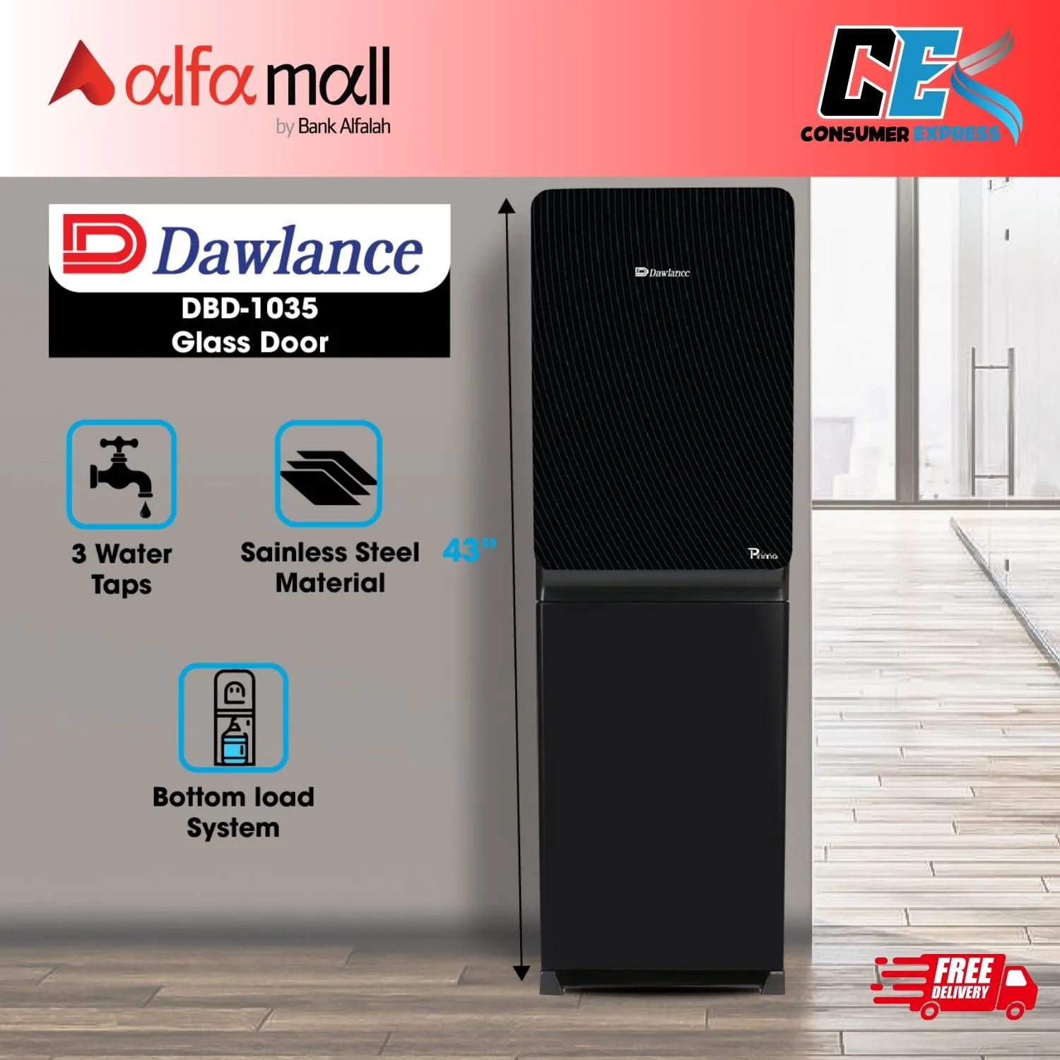 Dawlance DBD-1035 Glass Door Bottom Load Water Dispenser | Easy ...