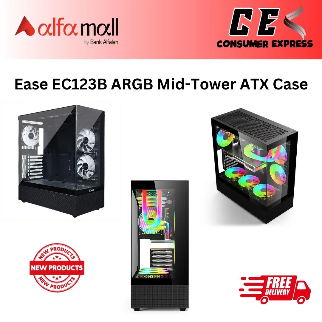 Ease EC123B ARGB Mid-Tower ATX Case - (Installment) | AlfaMall