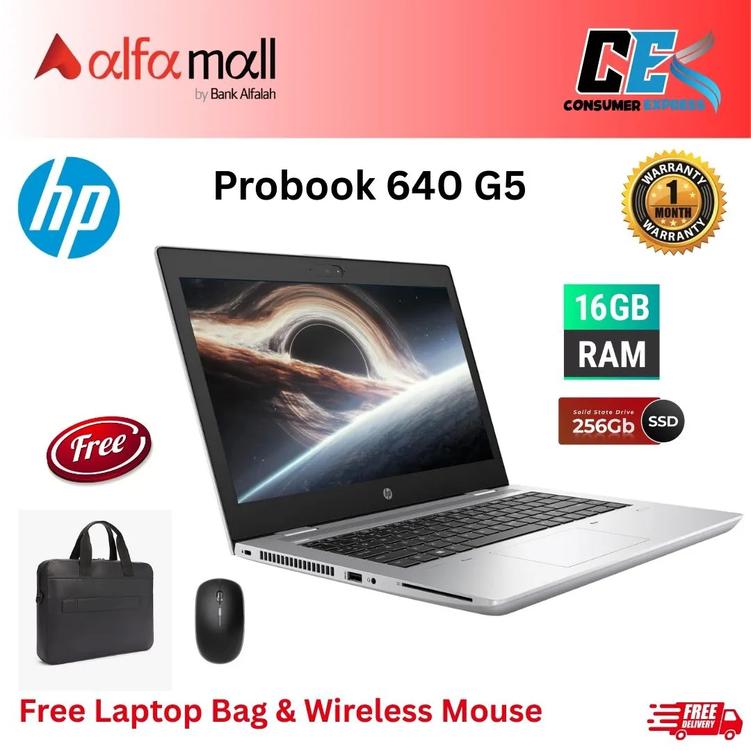 HP Probook 640 G5 Core i5 8th Gen 16GB Ram 256GB SSD 14inch Display Free Bag & Mouse ...