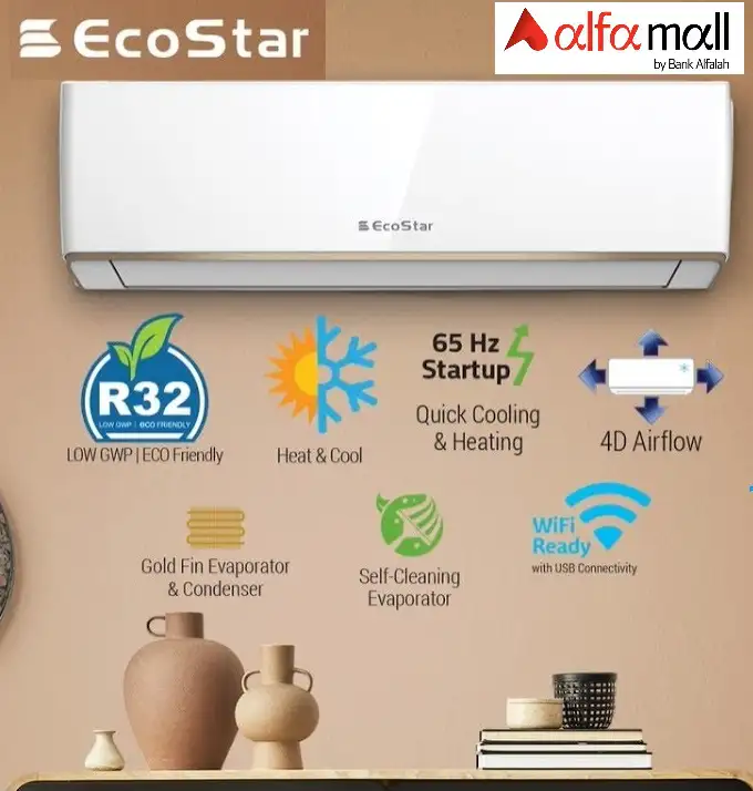 Ecostar Split AC 1.5 ton Inverter Grey Color New Model 2025 - ET | AlfaMall