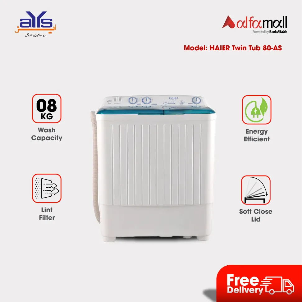Haier 08 KG Twin Tub Semi Automatic Washing Machine 80-AS - On ...