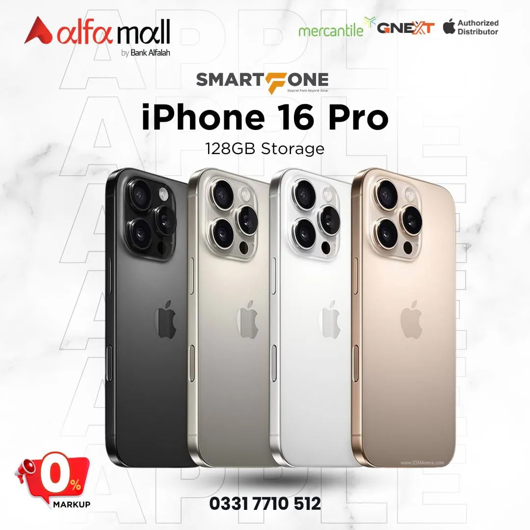 Apple iPhone 16Pro (128GB) Physical+ESim Official Phone with Warranty and PTA Approved on Easy ...