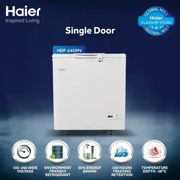 Haier Deep Freezer Model HDF-245 Inverter Single Door with Super Freeze Function