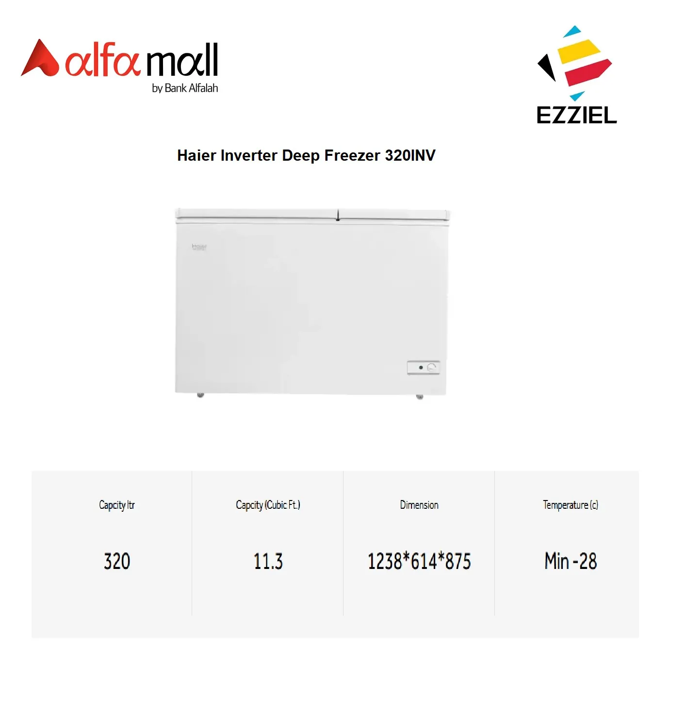 Haier Deep Freezer Model HDF-320 Inverter with Energy Efficient