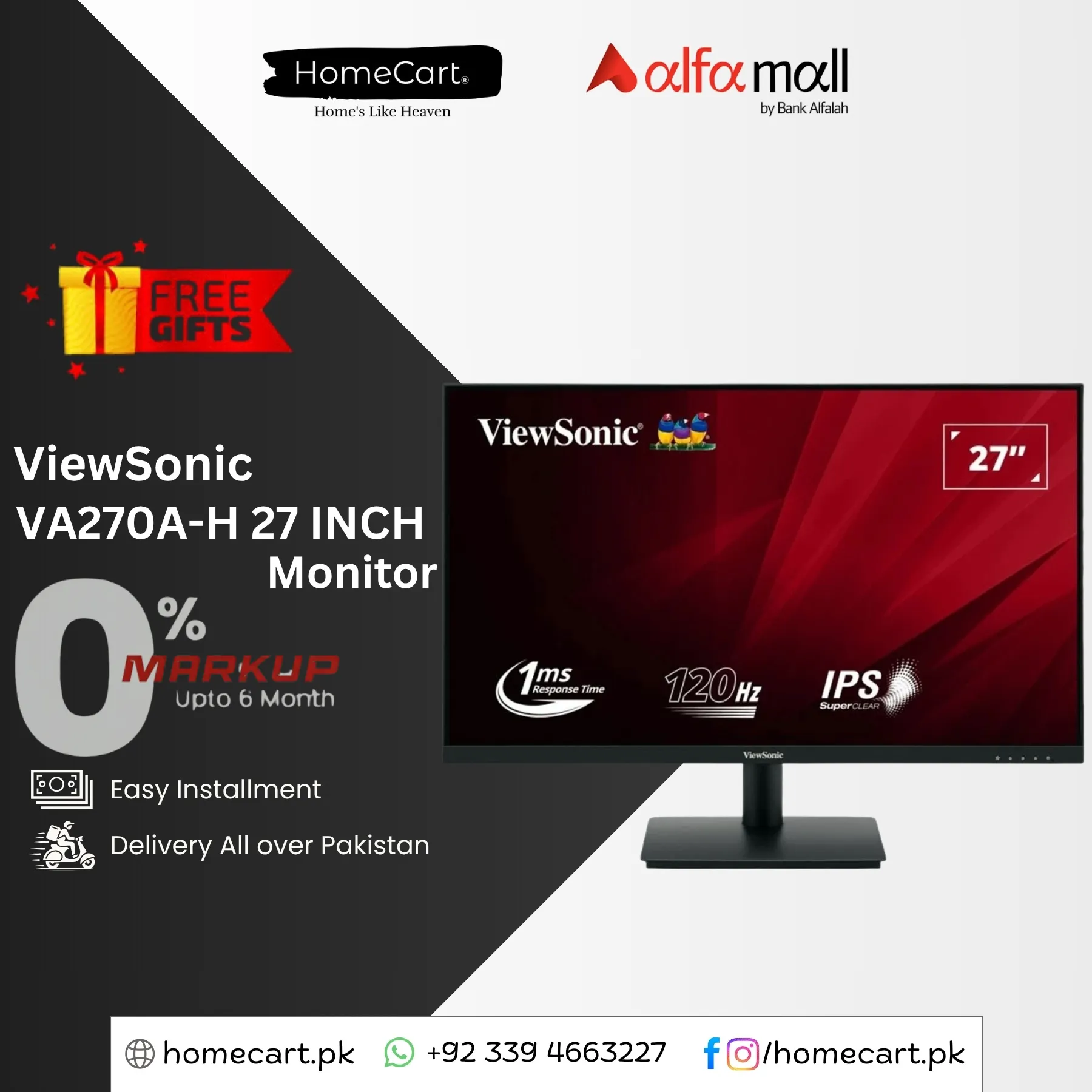 ViewSonic VA270A-H 27” 120Hz 1ms Full HD Monitor Price in Pakistan