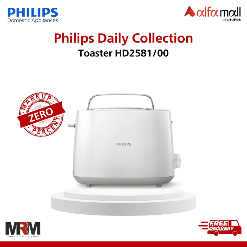 Philips Breakfast Toaster White HD2581/00 900W, 8 Browning Settings ...