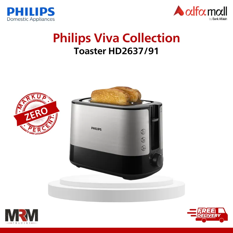 Philips Breakfast Toaster Silver HD2637/91 950W, Extra Wide 2-Slot ...