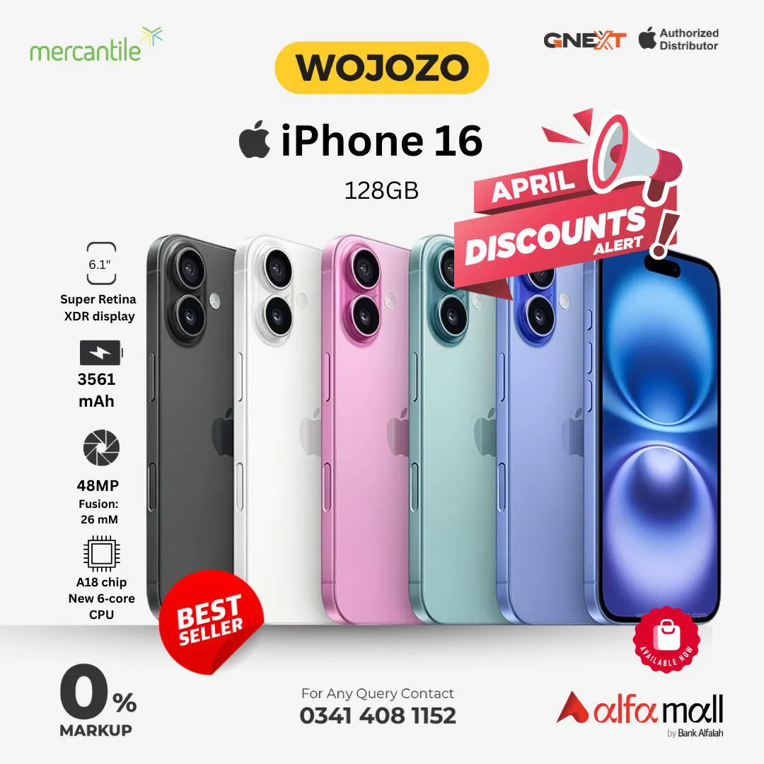 Apple iPhone 16 128GB Official PTA Approved with One Year Official Warranty on Installments ...