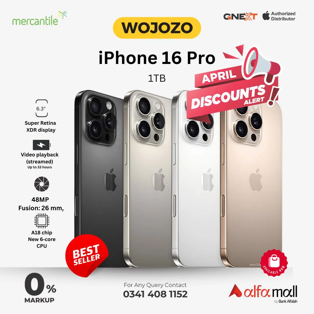 Apple iPhone 16 Pro 1TB Official PTA Approved with One Year Official Warranty on Installments ...