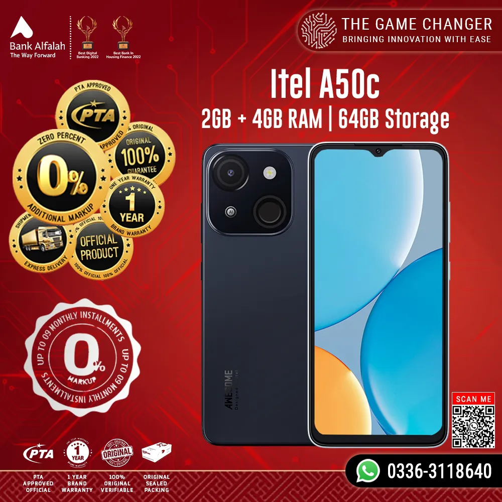 Itel A50c - 2GB RAM - 64GB Storage - Sapphir Black - 0% Markup ...