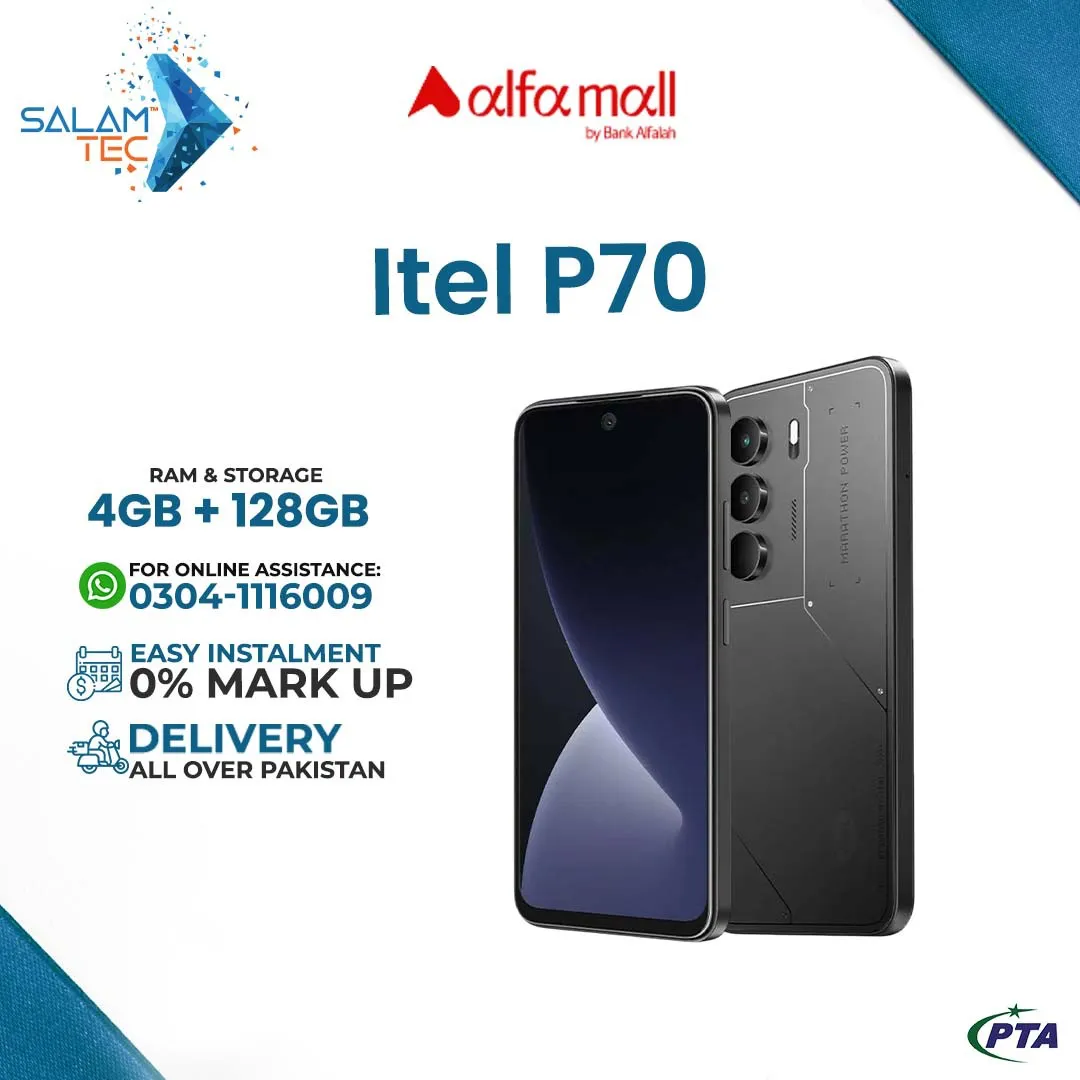 Itel P70 4GB RAM 128GB Storage On Easy Installments with 1 Year Brand Warranty & PTA Approved by ...
