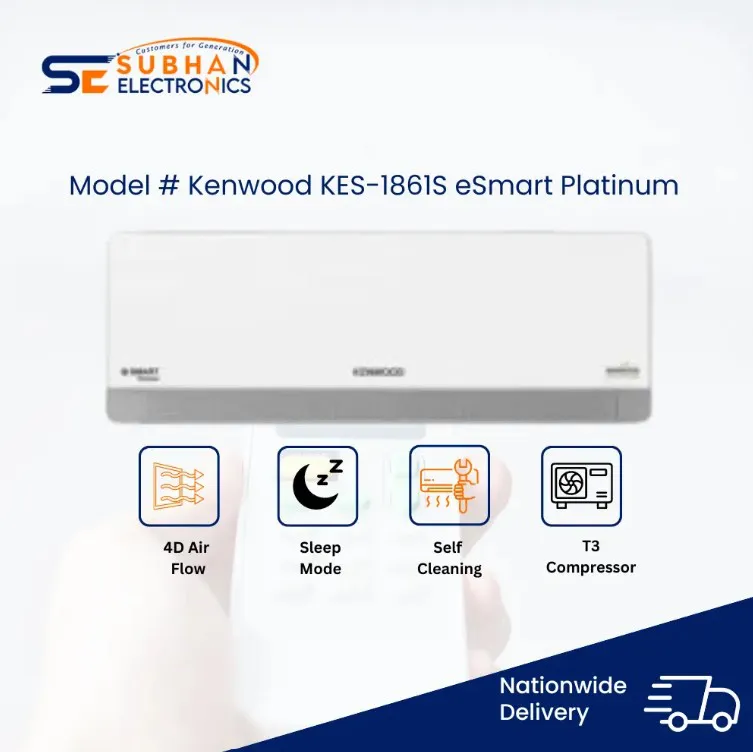 Kenwood 1.5 Ton KEE-1861 esmart platinium T3-75%=Subhan Electronics