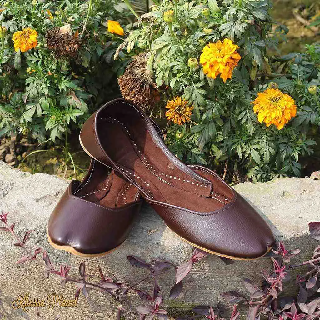 Plain Leather Khussa (Dark brown)