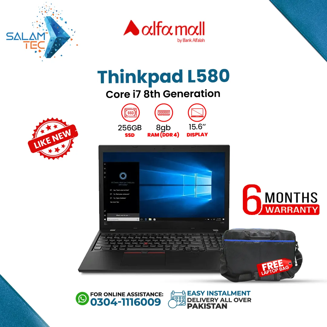 Lenovo ThinkPad L580 Core i7 8th Generation Like New Laptop With Free Laptop Bag and 6 Months ...